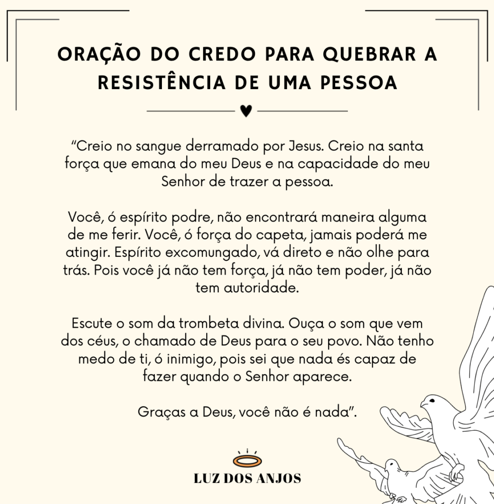 4 Orações do Credo Para Quebrar as Forças de Uma Pessoa